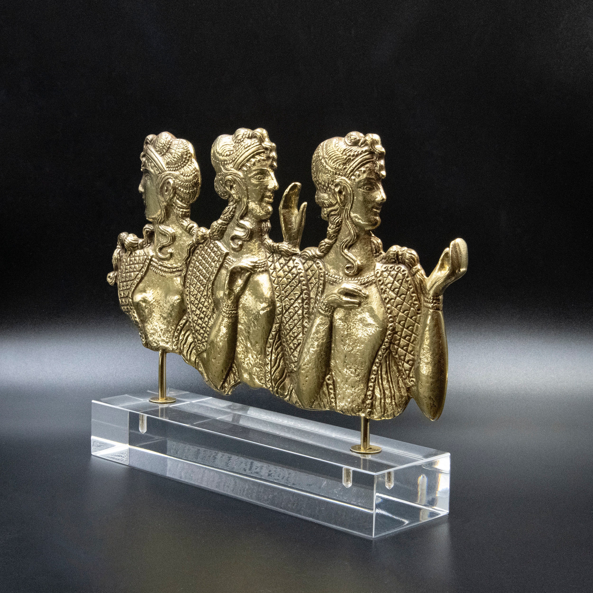 Minoan Women Bronze Sculpture, Knossos Ladies in Blue Museum Replica ...