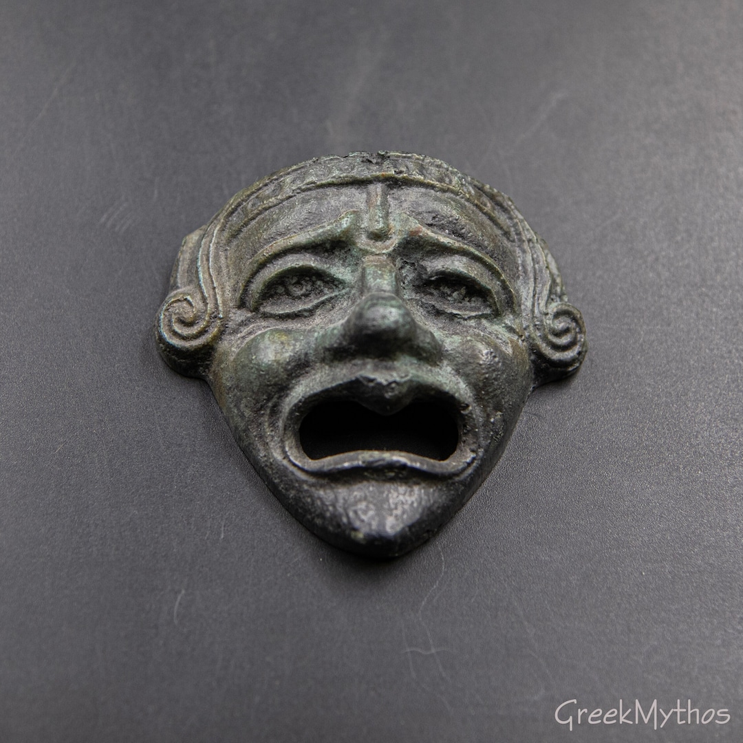 Bronze Greek Theatre Mask, Ancient Greek Drama Actors Mask, Tragedy ...