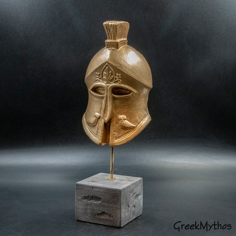 Ancient Greek Spartan Helmet With Crest Gold Plaster War - Etsy
