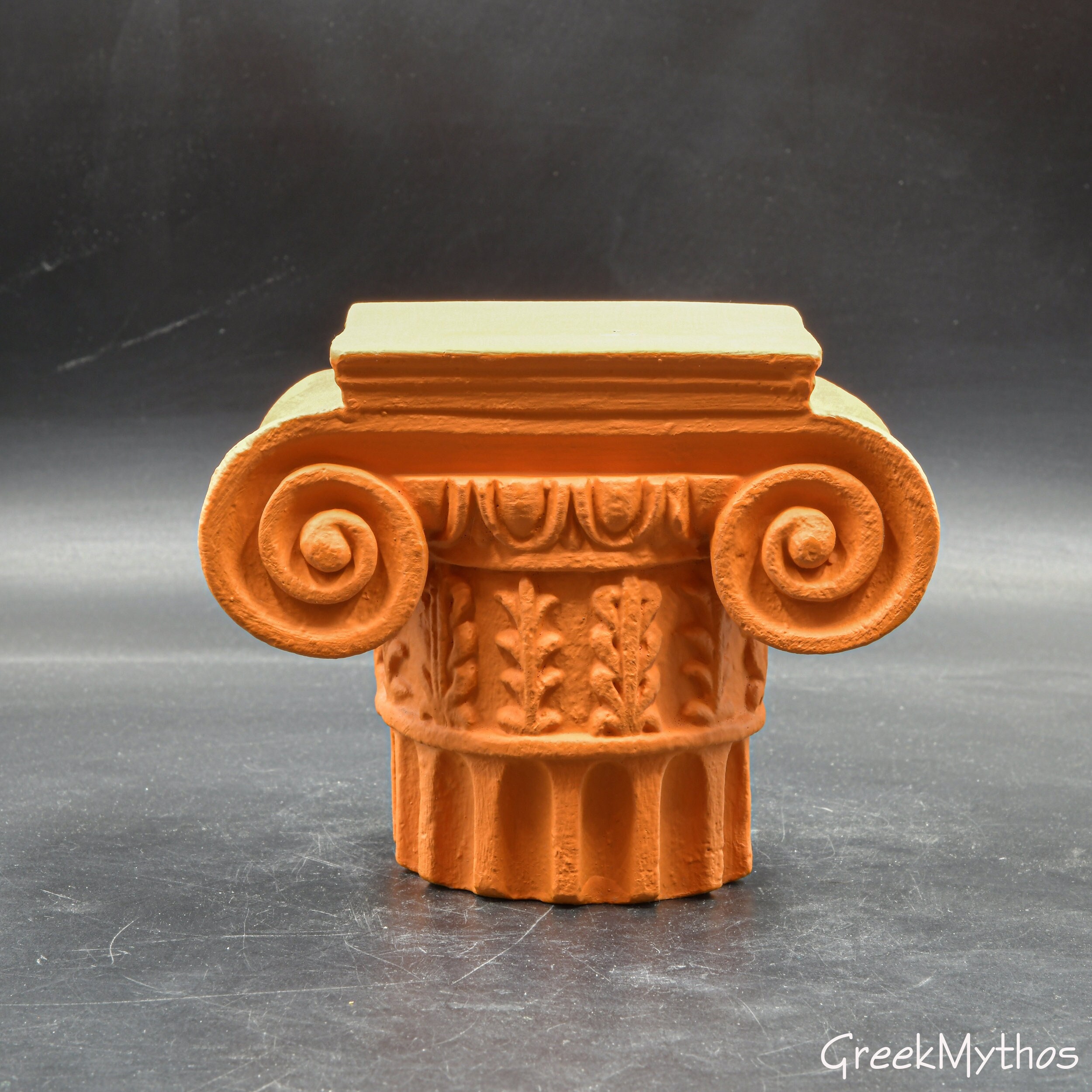 Ancient Greek Ionic Column Capital, Bookend or Statue Base, Classical Architecture Decor, Orange ...