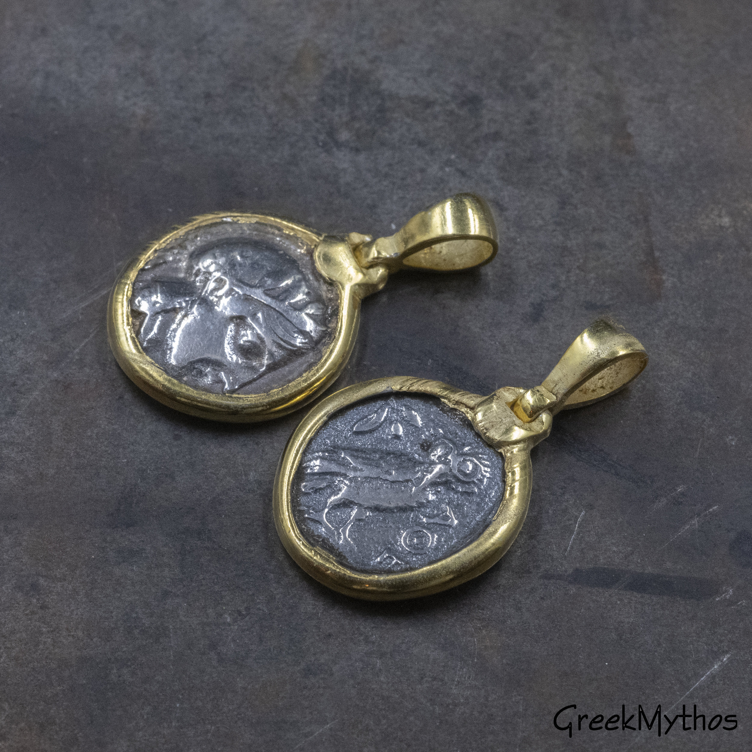 Ancient Greek Coin Necklace with Goddess Athena and Owl, Men's Coin ...