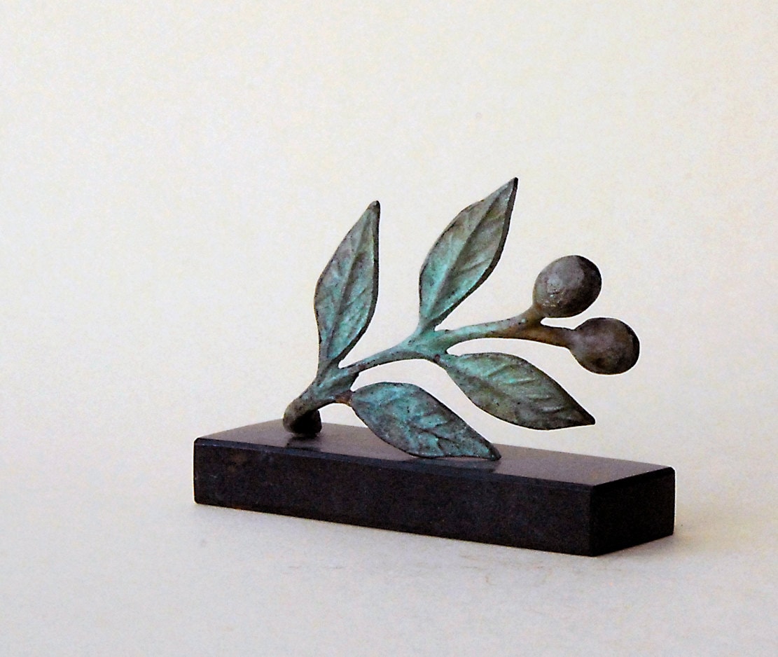 Olive Tree Branch Bronze Small Sculpture, Ancient Greece Goddess Athena ...