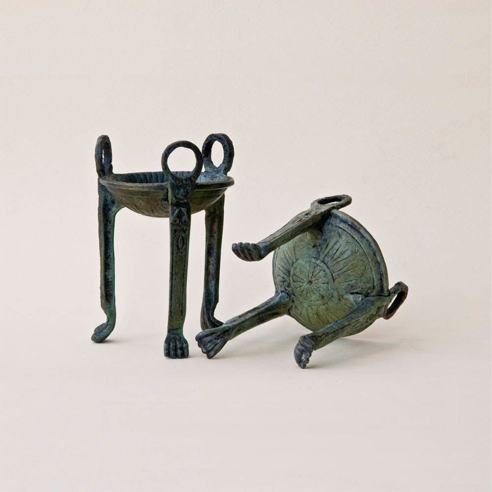 Bronze Vessel, Greek Sculpture Tripod Mini Bowl, Tealight Holder Metal ...