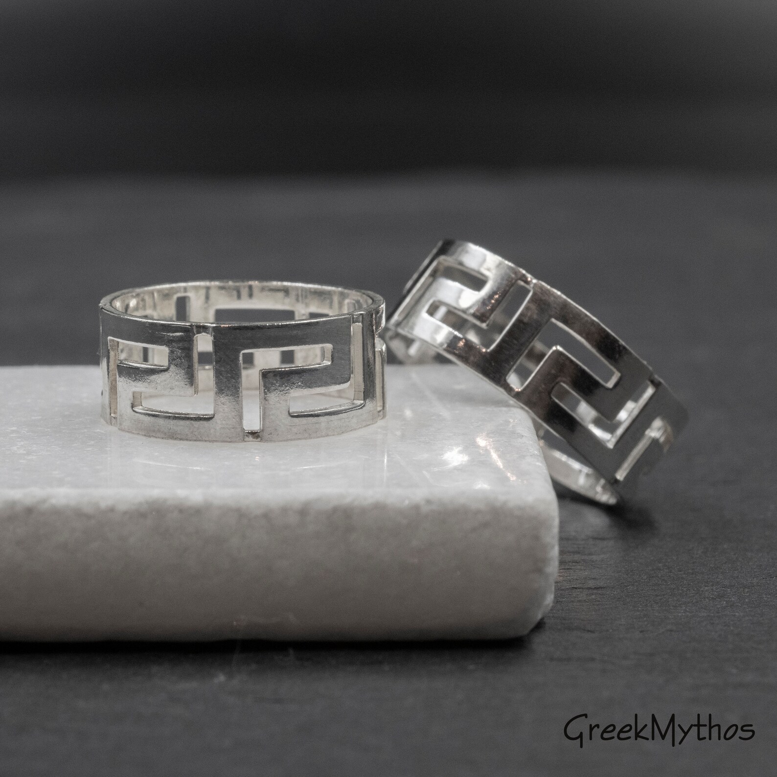 Sterling Silver Greek Key Wide Band Ring Unisex Greek Key | Etsy