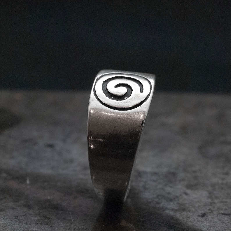 Sterling Silver Wide Band Spiral Ring, Unisex Infinity Symbol Statement ...