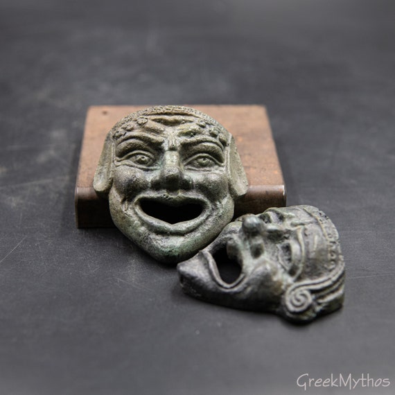 Ancient Greek Comedy Tragedy Masks Bronze Greek Theatre Mask, Ancient
