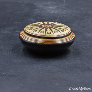 Ancient Greek Ceramic Small Box, Hand-painted Terracotta Pyxis in ...