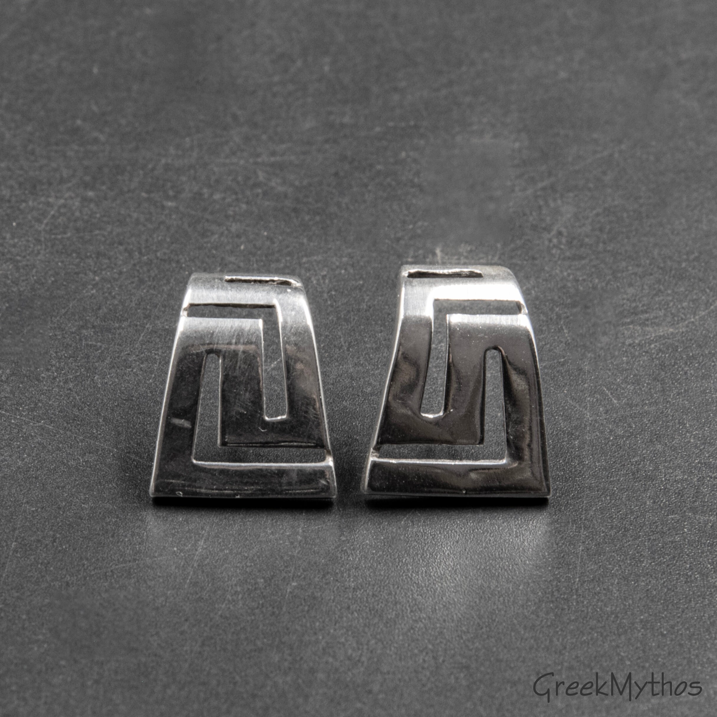 Sterling Silver Greek Key Big Earrings, Infinity Symbol Greek Key Hoops ...