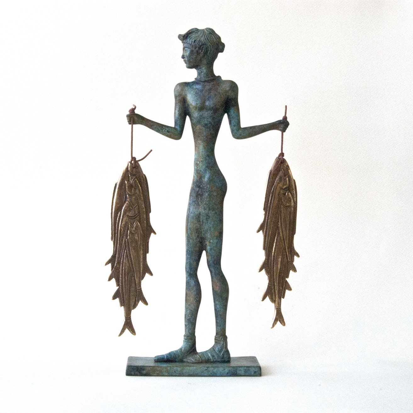 Santorini Fisherman Ancient Greek Bronze Statue, Cyclades Akrotiri ...