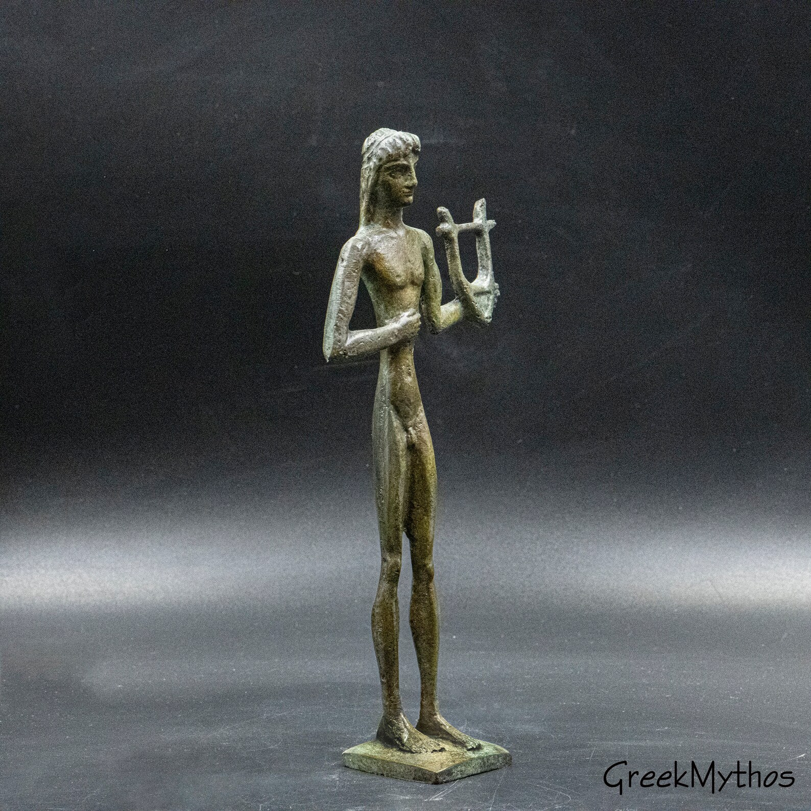 God Apollo With Lyre Bronze Statue, Greek Mythology Metal Art Sculpture ...