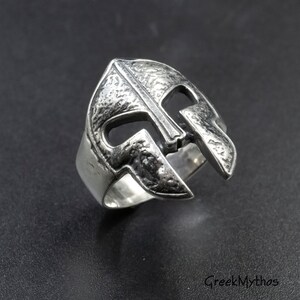 Sterling Silver Spartan Greek Helmet Ring, Men Statement Ring, Ancient ...