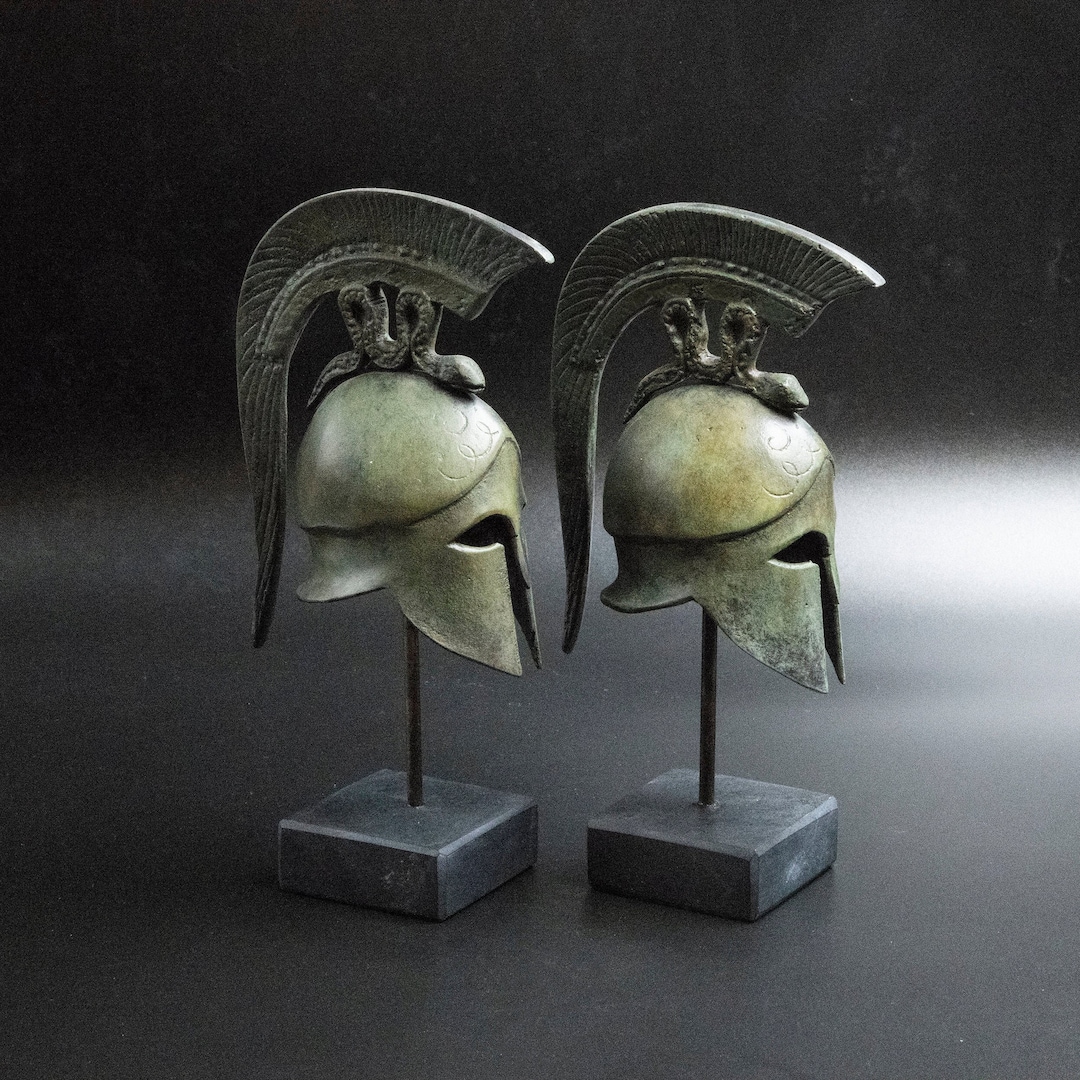 Ancient Greek Spartan Bronze Helmet With Spiraling Serpent Crest ...