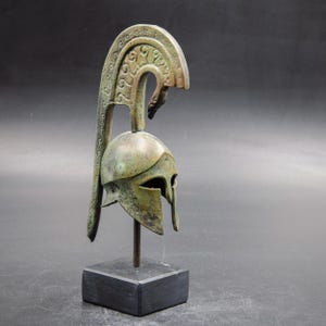 Ancient Greek Helmet With Serpent Crest Bronze Metal Sculpture, Ancient ...