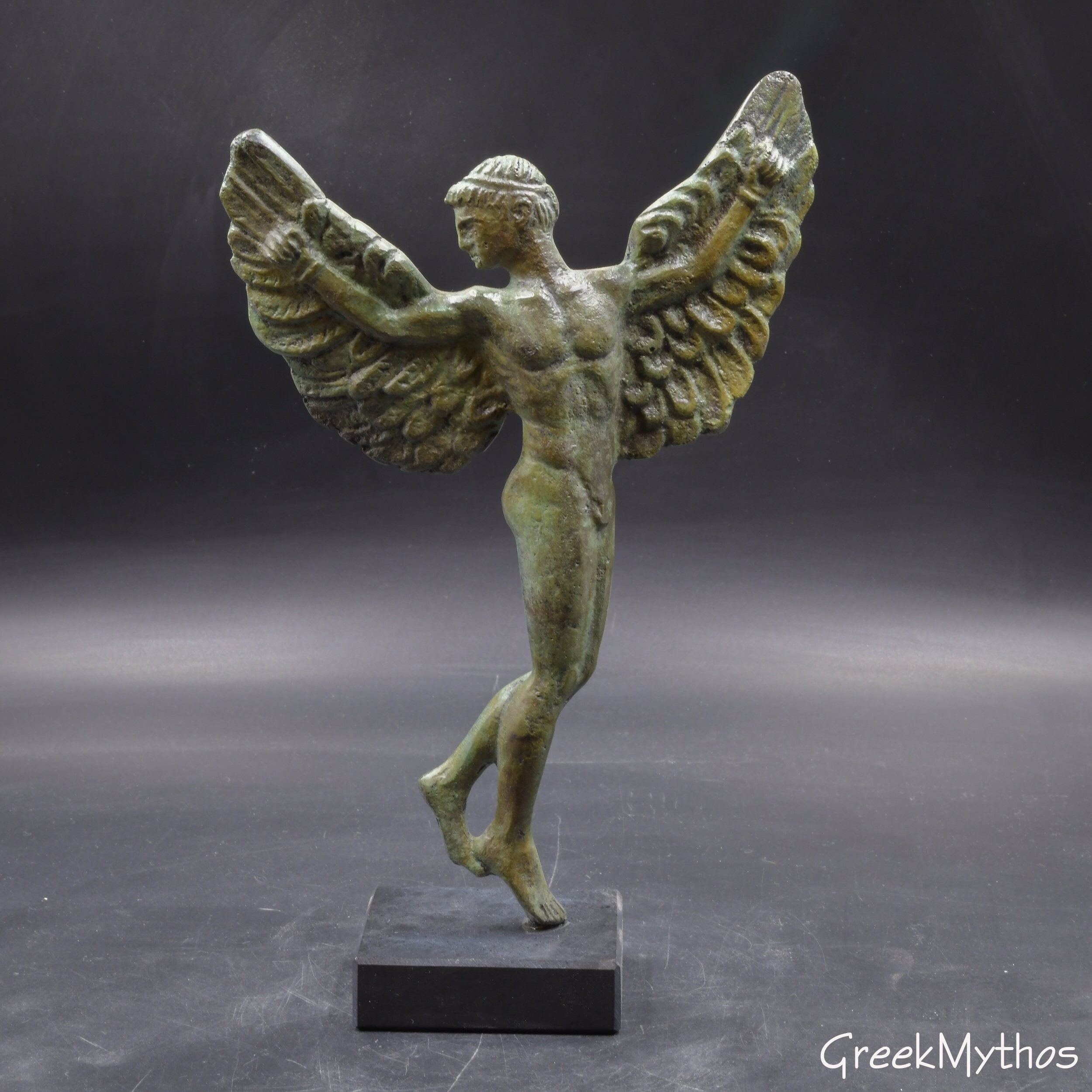 Icarus Bronze Statue Sculpture on Marble Base, Greek Mythology Figurine ...