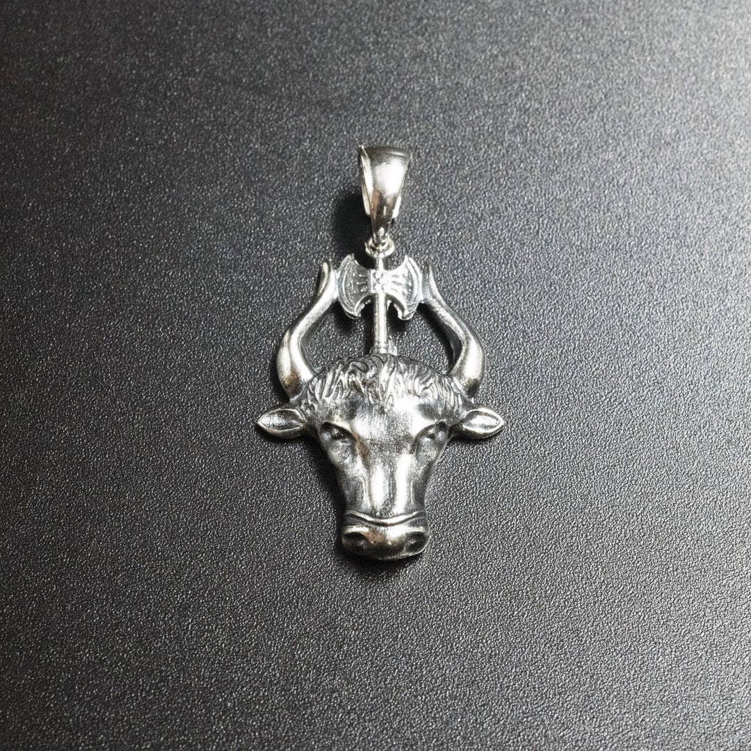 Bull Sterling Silver Pendant Necklace, Ancient Minoan Cretan Pendant ...