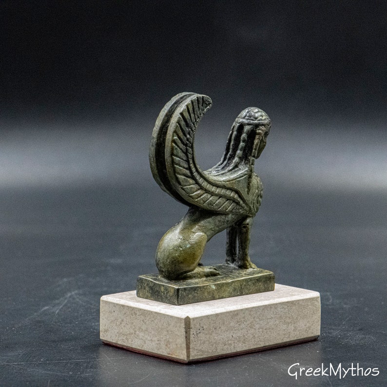 Ancient Greek Mythical Creature Sphinx Small Bronze Statue, Greek ...