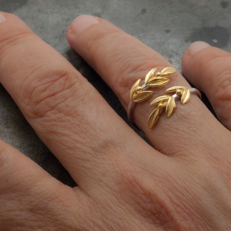 Gold Olive Leaves Ring Twisted Olive Twig Elegant Ring - Etsy