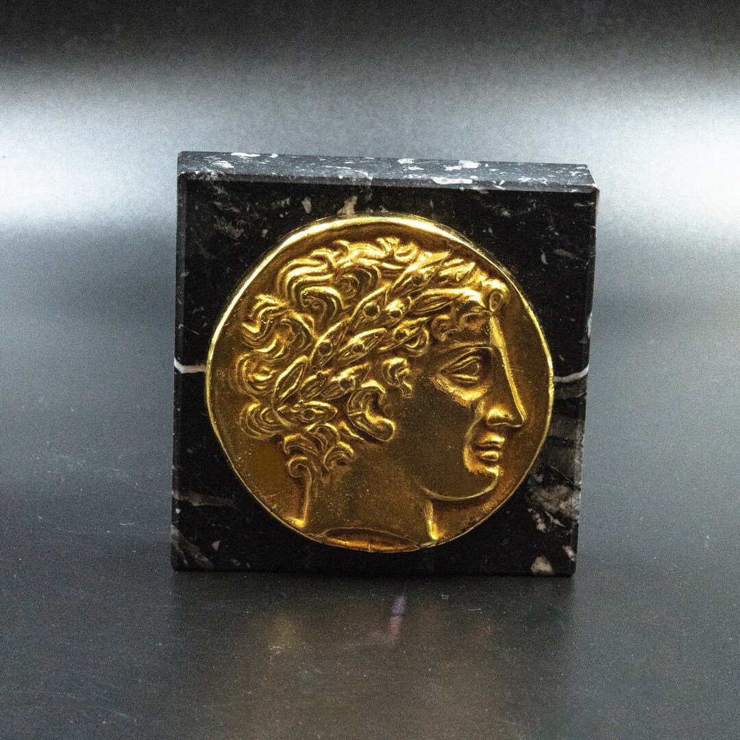 God Apollo Laureate Head Marble Paperweight, Ancient Greek God of Sun ...