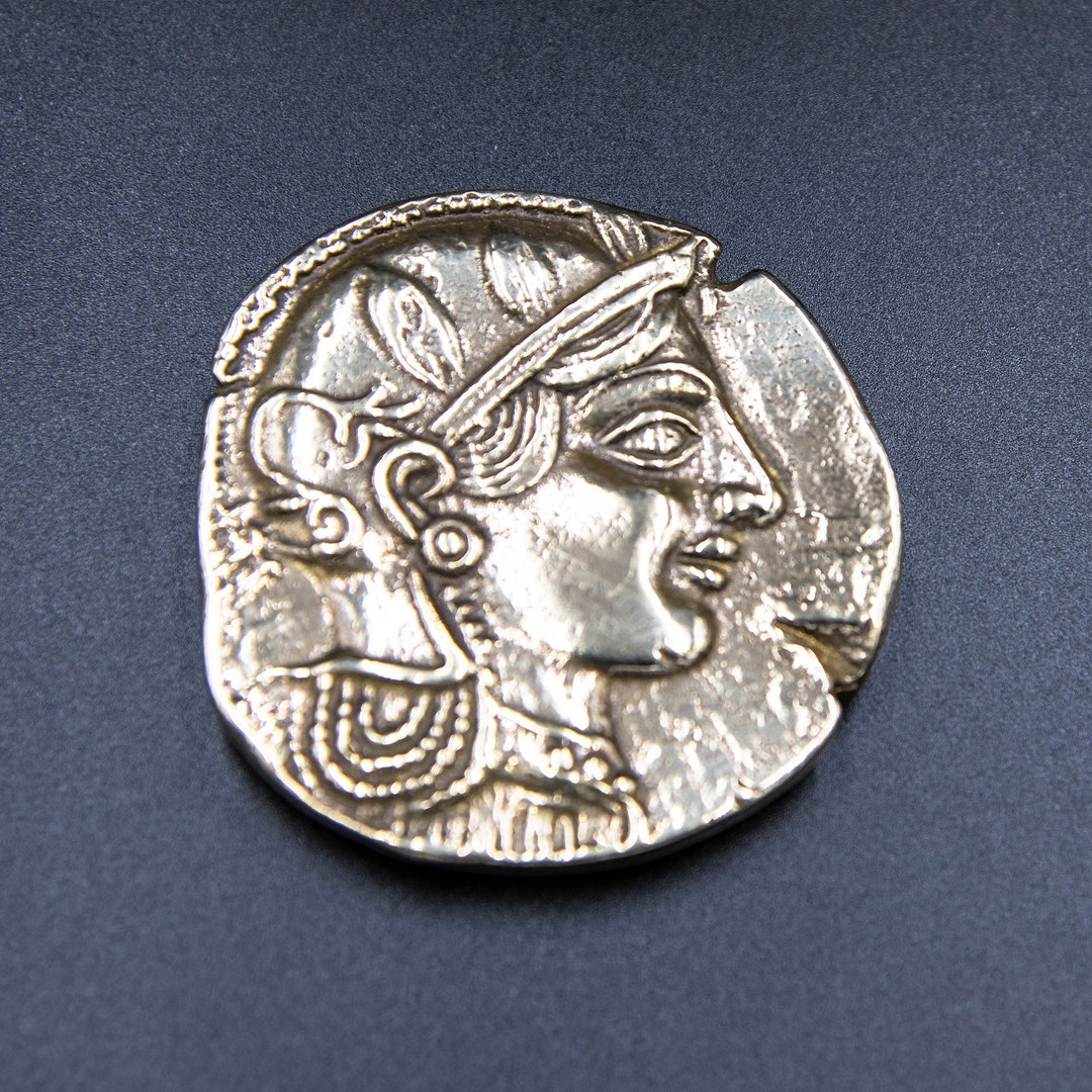 Ancient Greek Coin Bronze Paperweight, Athena Goddess of Wisdom and Owl ...