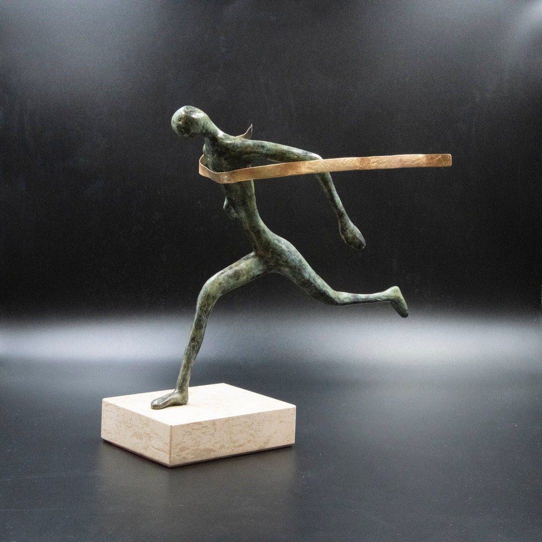 Bronze Finish Line Runner Statue: Ancient Greek Athlete Art - Etsy