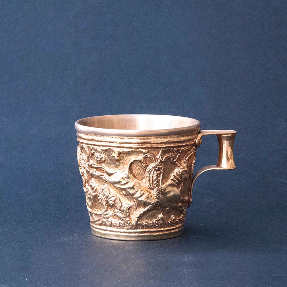 Golden Cup Ancient Greek Mycenaean Artifact from Vafeio Laconia