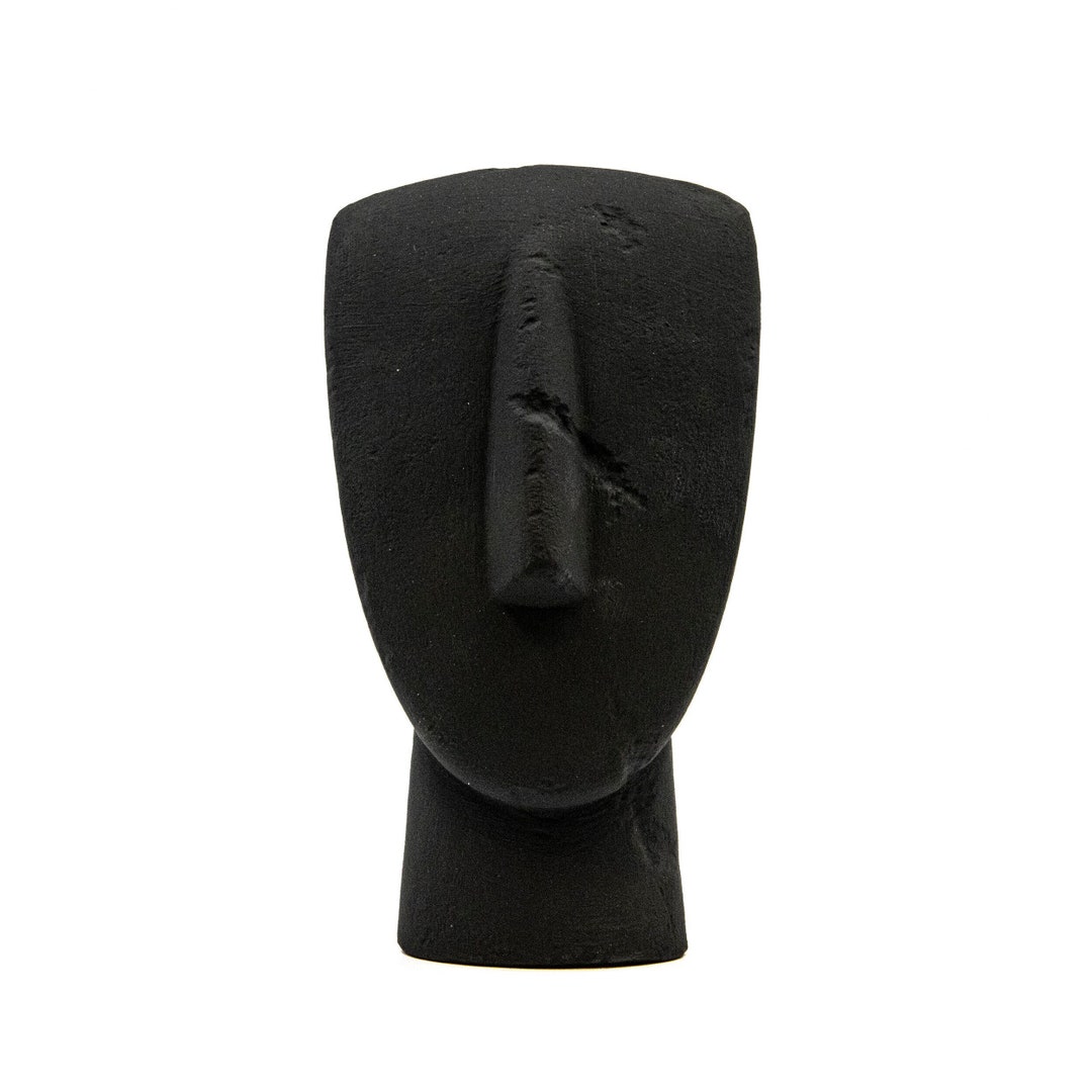 Cycladic Figure Head Black Statue, Minimalist Cycladic Art Sculpture ...