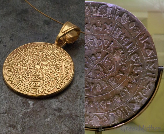 Ancient Greek Minoan Phaistos Disc Sterling Silver 24K Gold | Etsy