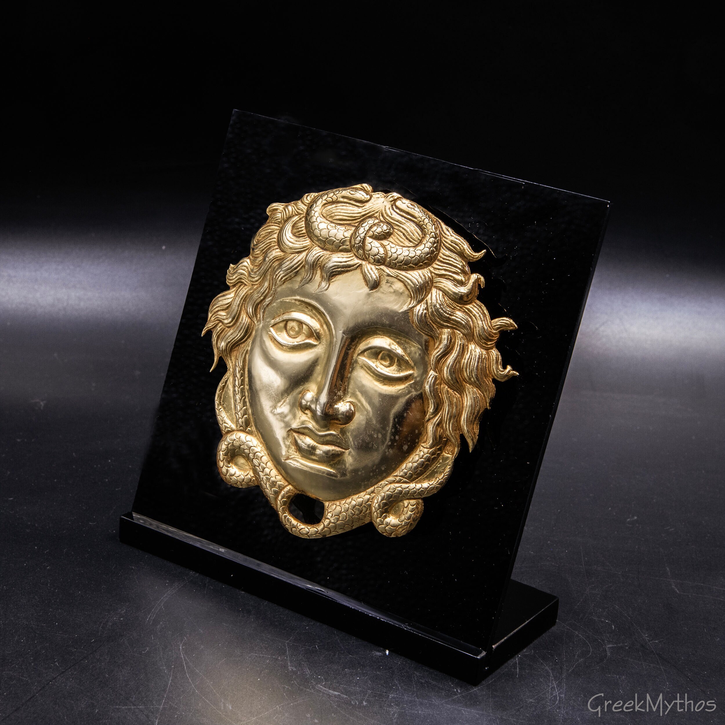 Medusa Golden Head Copper 24K Gold Plated Relief, Greek Mythology ...