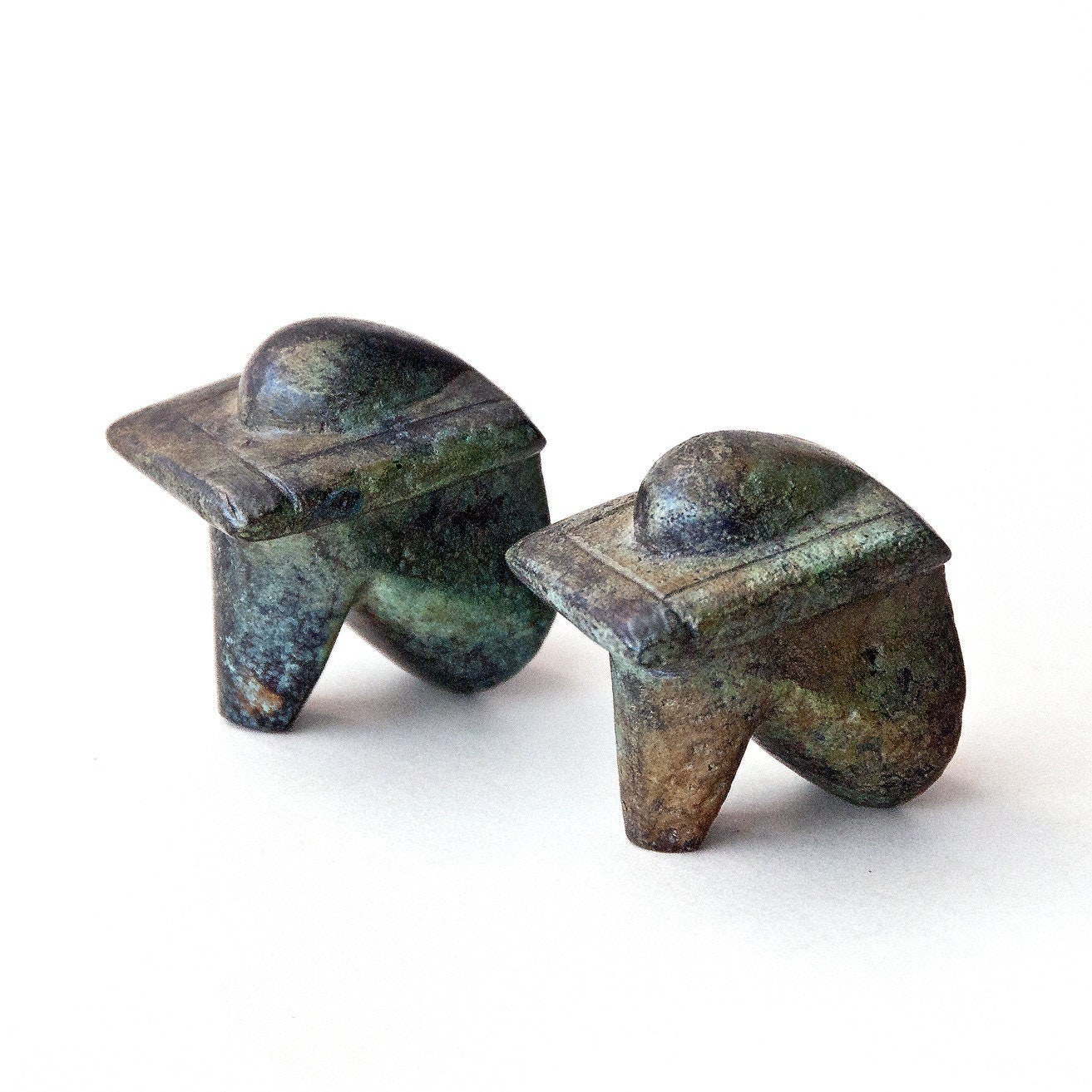 Cycladic Figure in Contemplation Bronze Small Statue, Ancient Greek ...