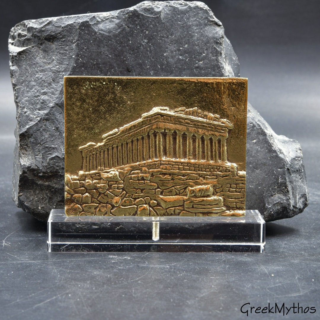 Acropolis of Athens Embossed Bronze Plaque, City Landmark With Goddess ...