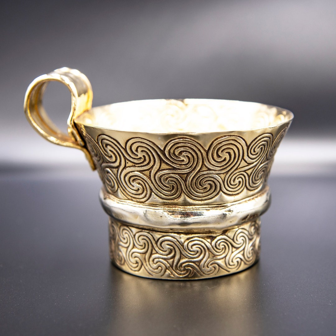 Mycenaean Gold Cup, Copper 24K Gold Plated Cup With Endless Spiral ...