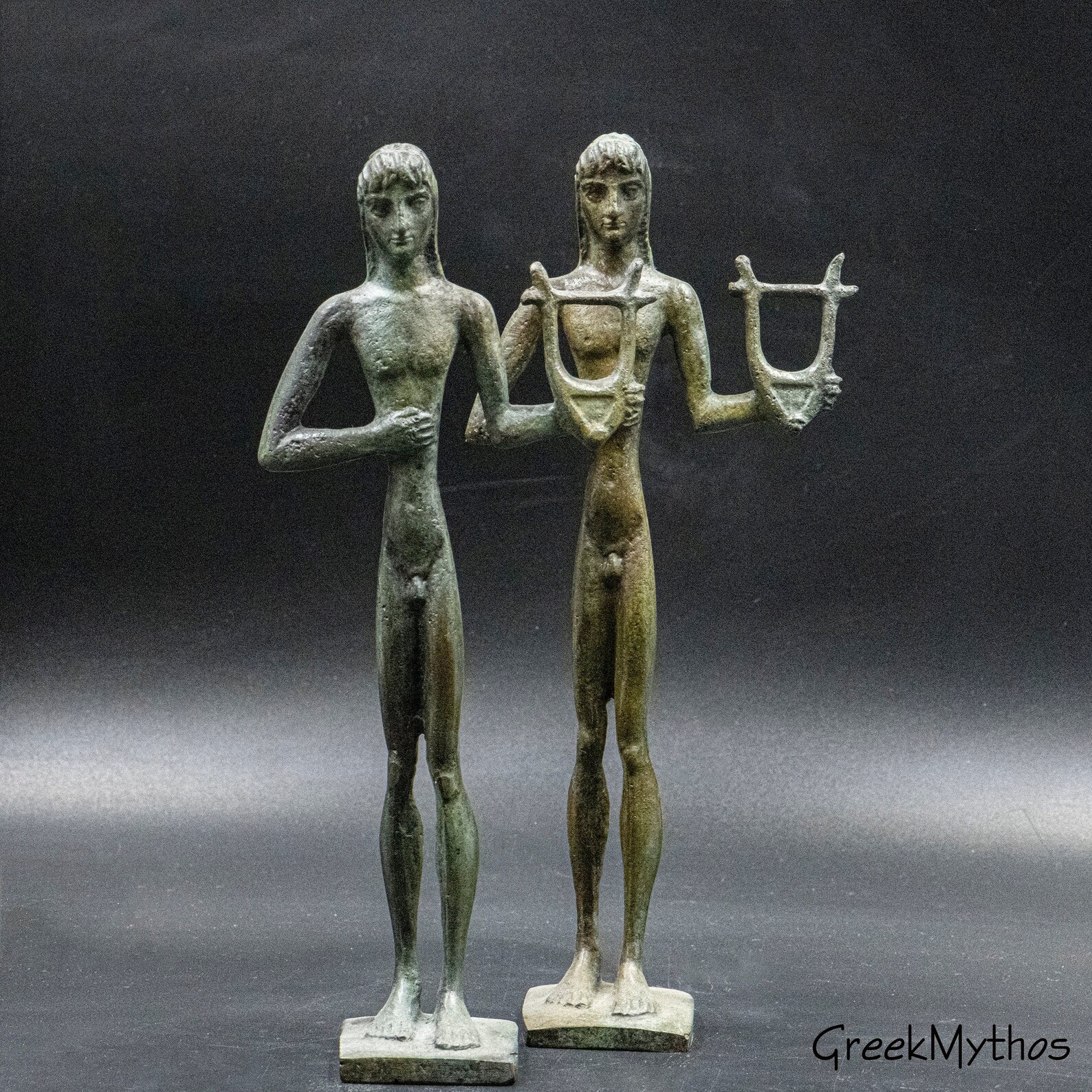 God Apollo With Lyre Bronze Statue, Greek Mythology Metal Art Sculpture ...