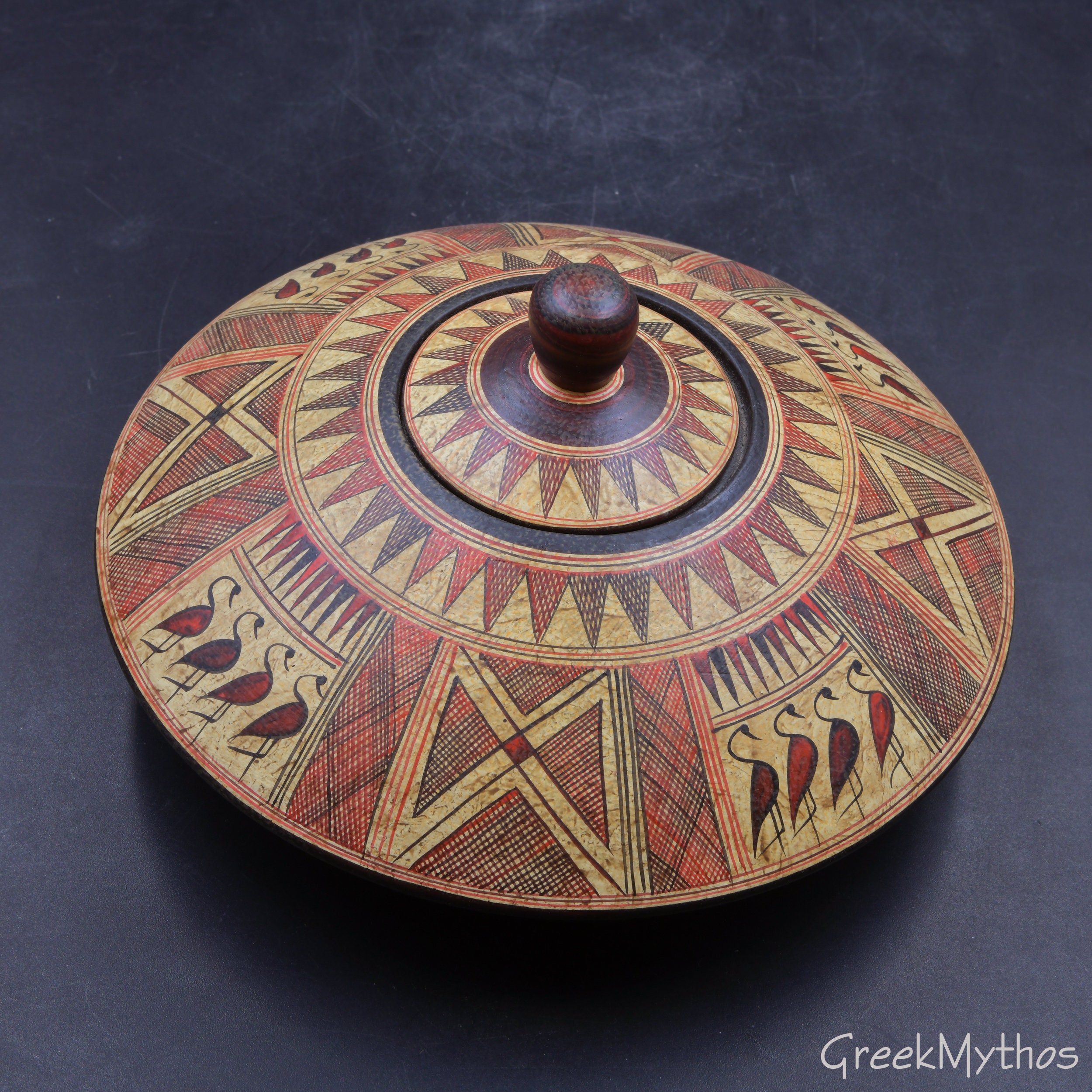 Ancient Minoan Vase with Lid, Terracotta Container Hand-Painted in ...