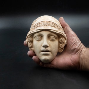 Greek Goddess Athena Mask, Head of Athena With Helmet, Greek Mythology ...