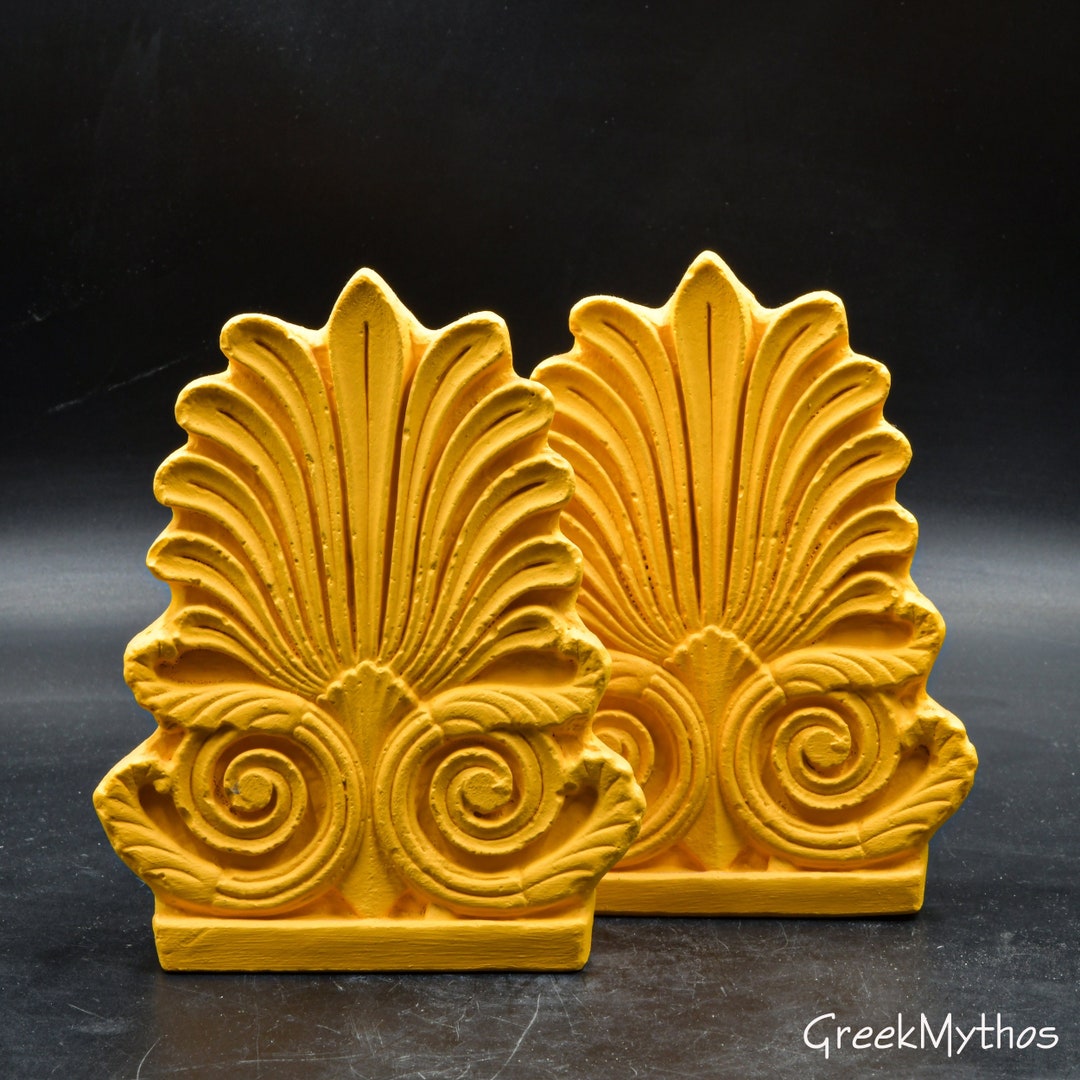 Ancient Greek Architectural Antefix Bookends, Yellow Antefix Replica ...