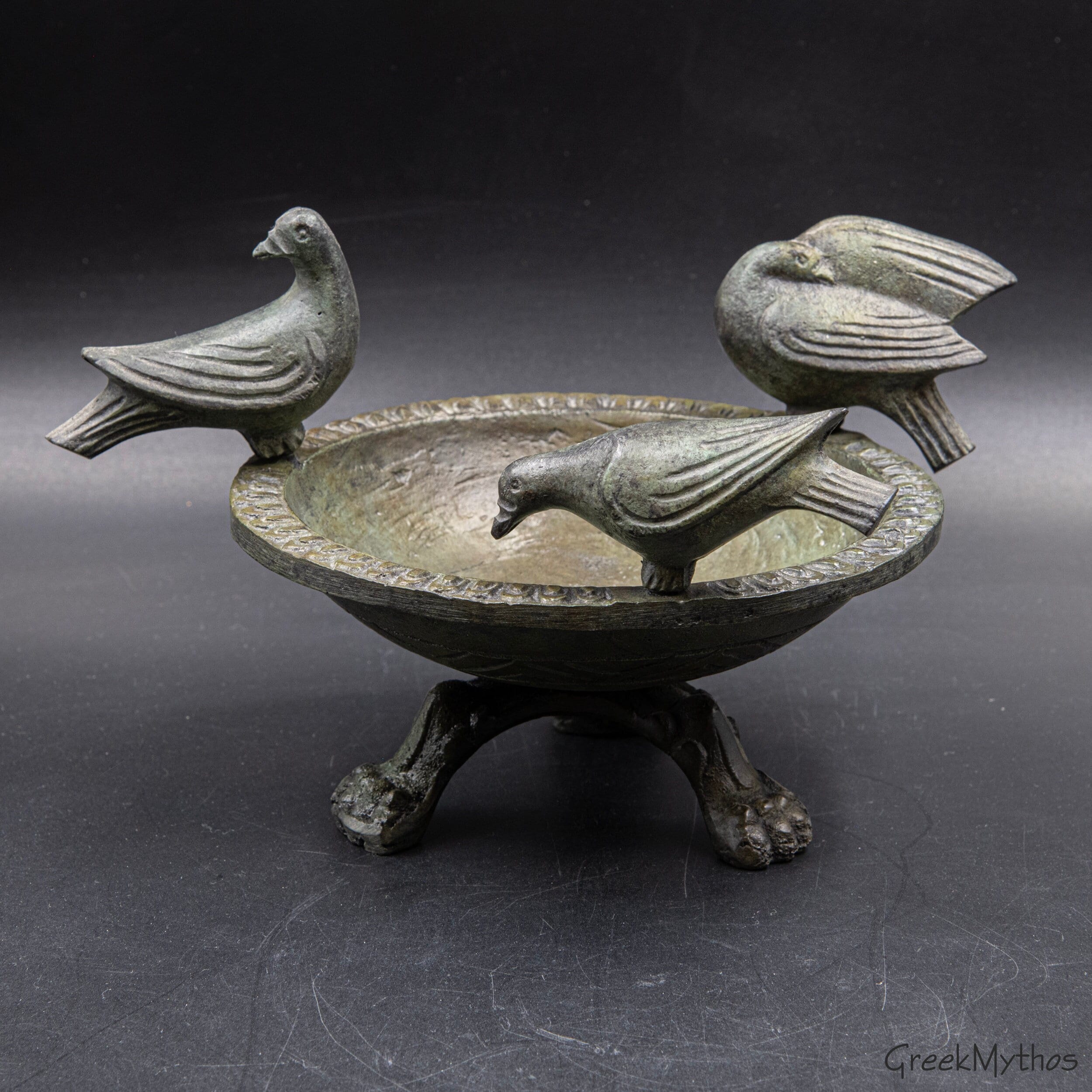 Bronze Bowl with Doves, Ancient Greece Bird Bath Vessel Museum Replica ...