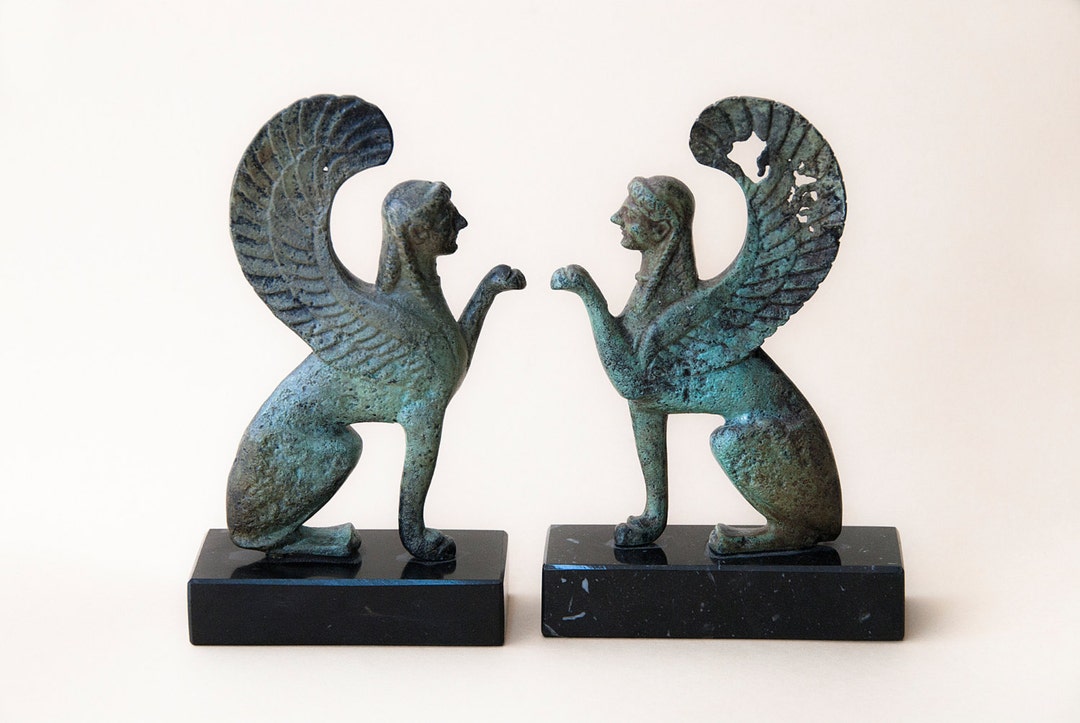 Mythical Sphinx Bronze Statue Sculpture, Greek Mythology Monsters ...