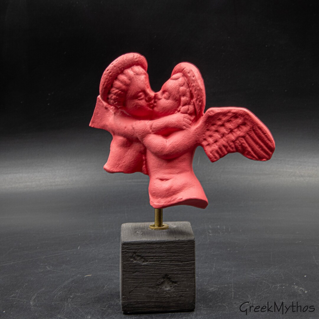 Cupid and Soul Kissing Terracotta Statue, Greek God of Love Eros ...