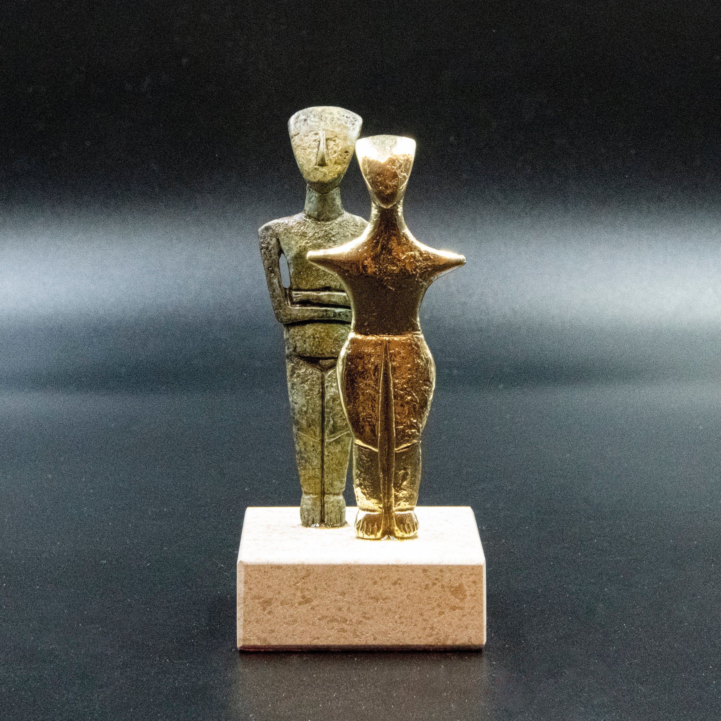 Small Statue of Two Cycladic Figurines, Ancient Greek Abstract ...