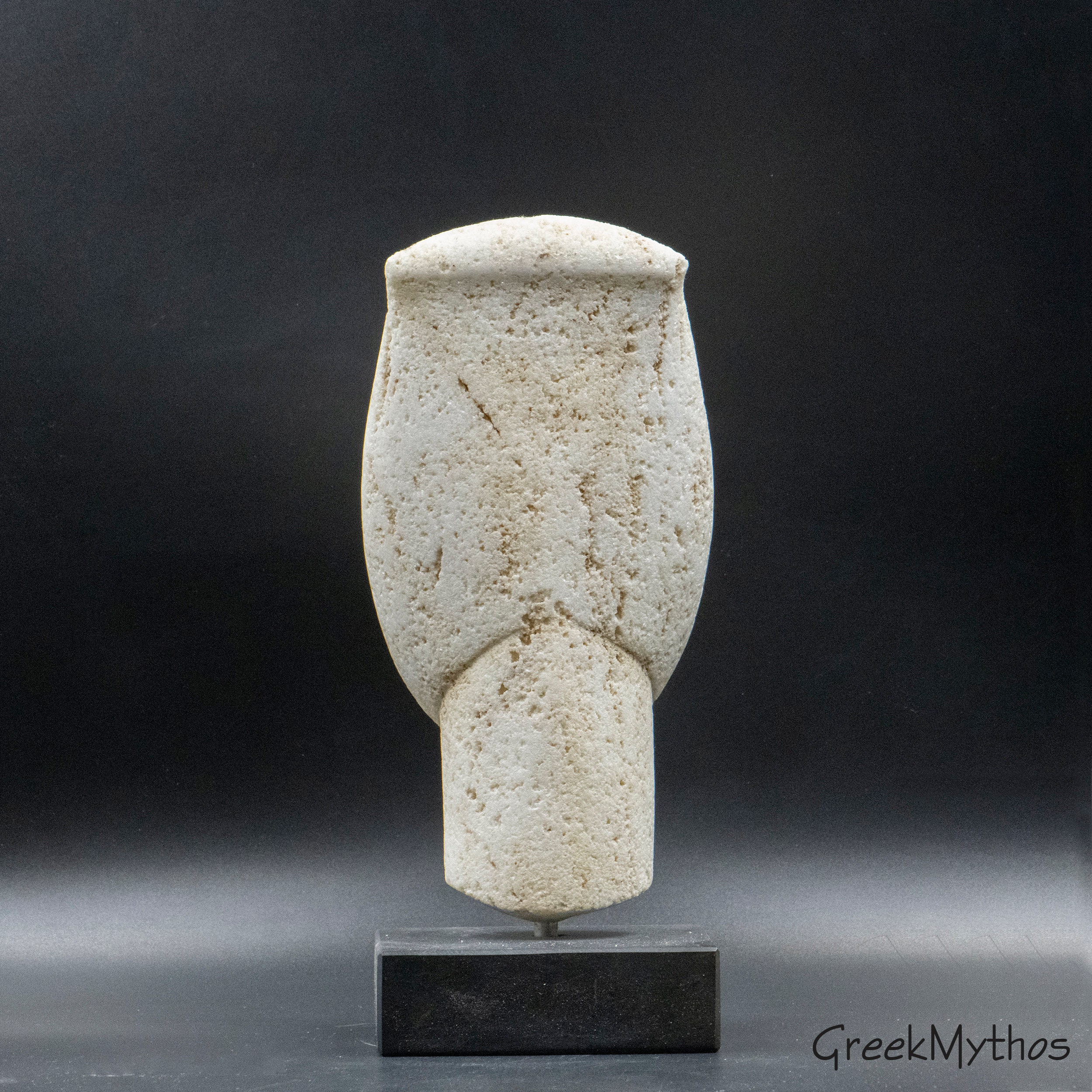 Greek Cycladic Figurine Head Statue Handsculpted on White Aged Marble ...
