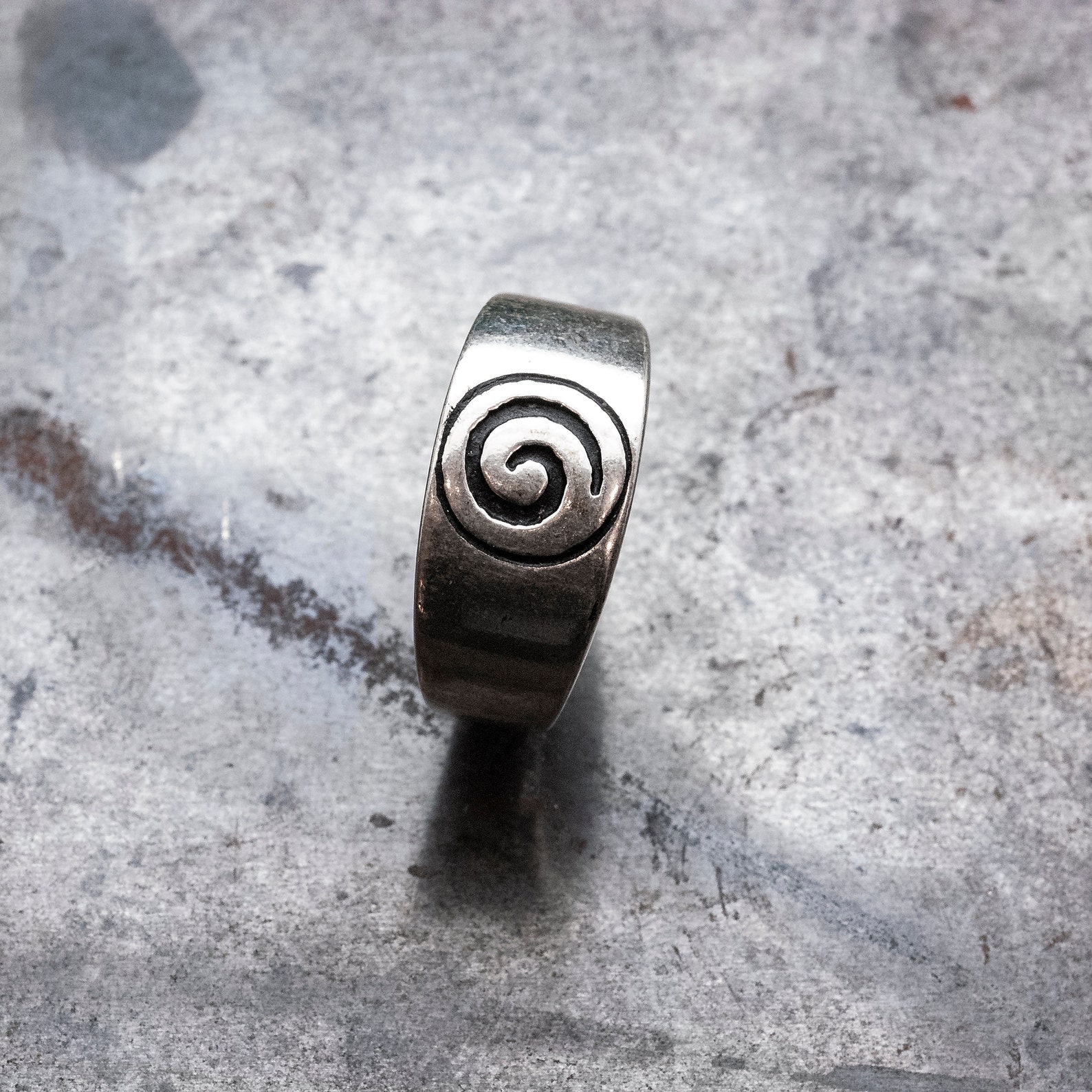 Sterling Silver Wide Band Spiral Ring, Unisex Infinity Symbol Statement ...