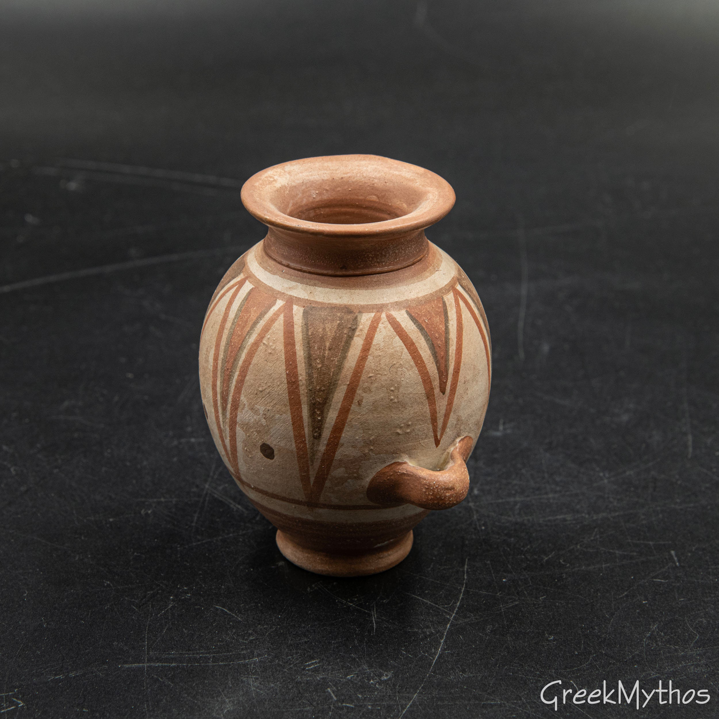 Small Minoan-Mycenae Terracotta Jar, Greek Mini Amphora Two-Handled ...