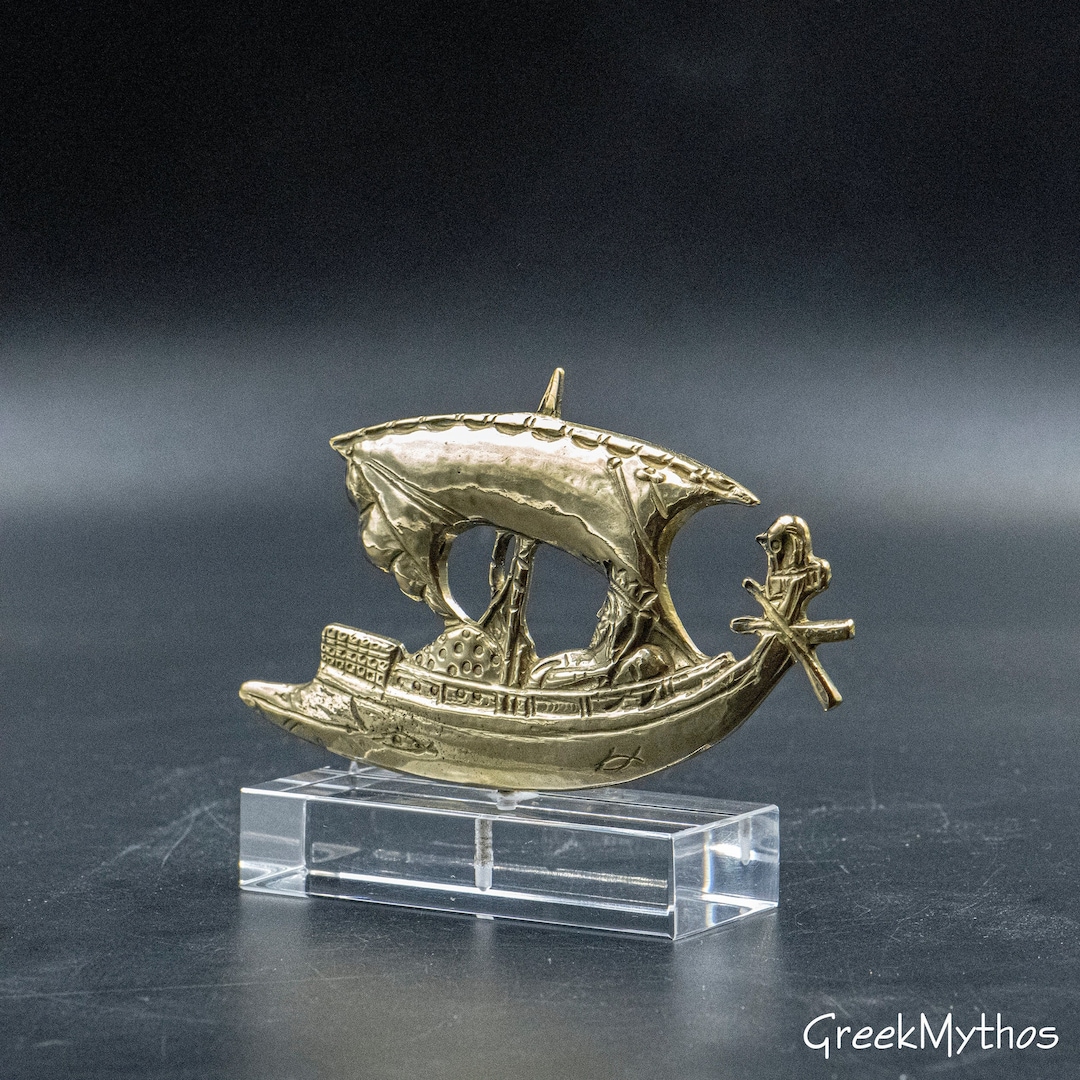 Ancient Greece Merchant Ship With Sail, Golden Metal Trireme Ship ...