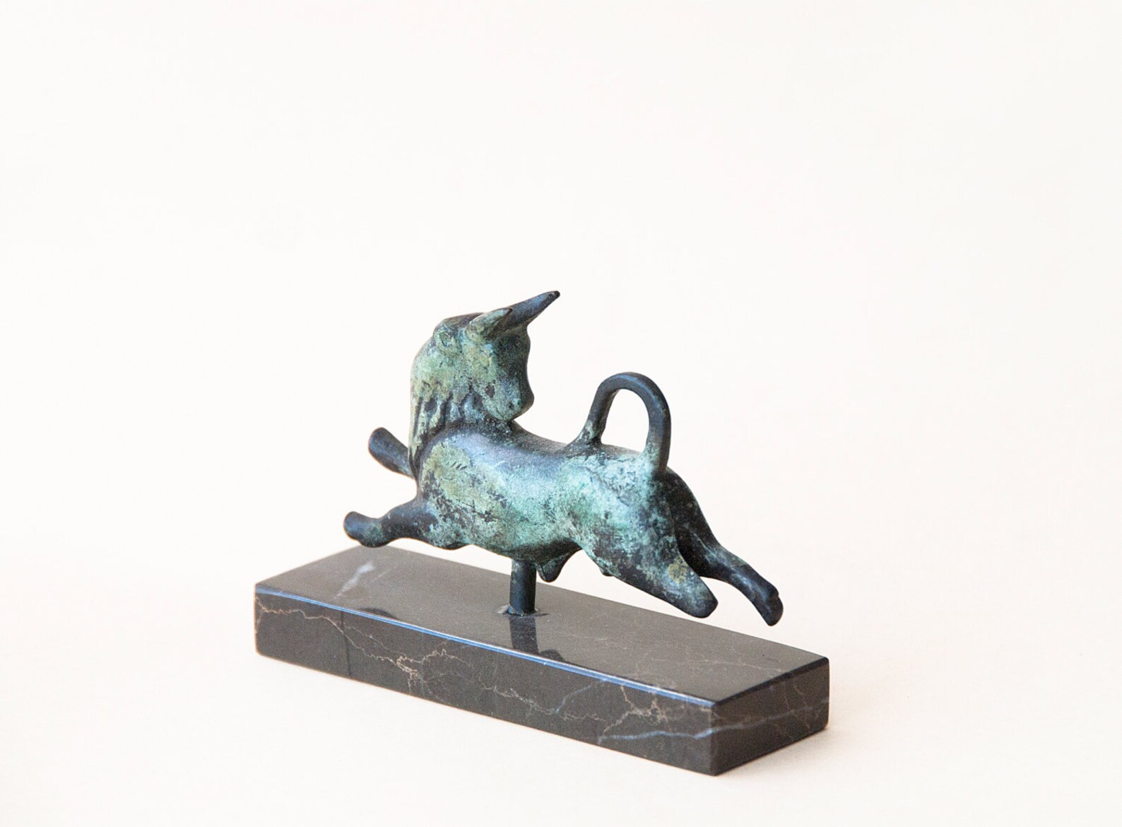 Greek Minoan Bull Small Bronze Sculpture, Bull in Leap Metal Sculpture ...