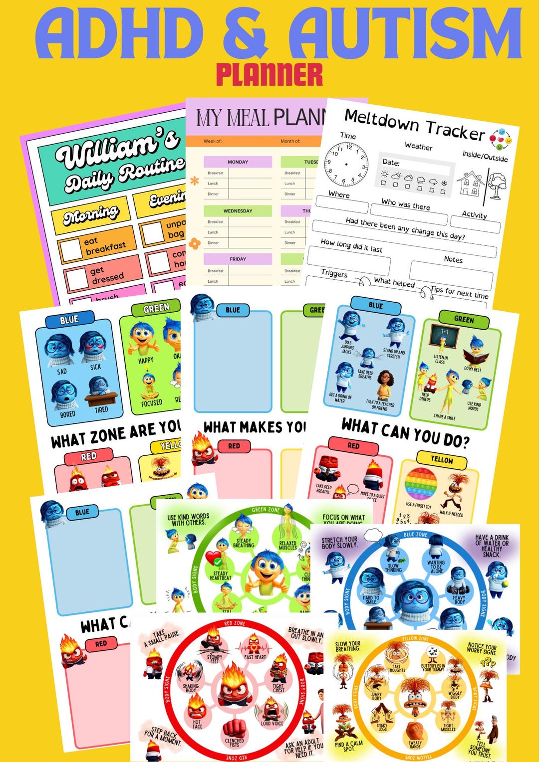 ADHD Autism Planner | Kids' Daily Routine, Meltdown Tracker (digital ...