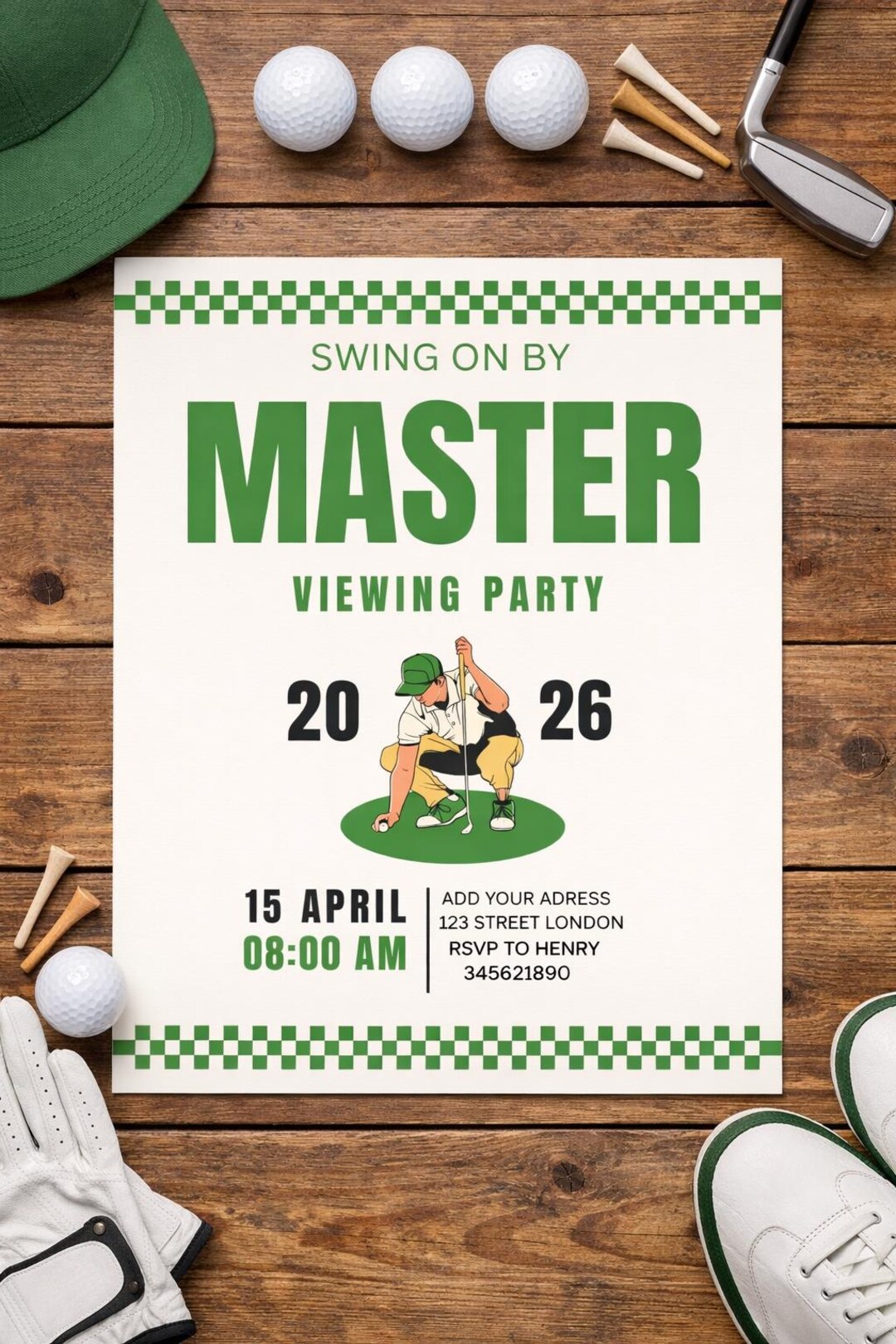 Masters Viewing Party Invitation, Golf Watch Party Invite, Editable ...
