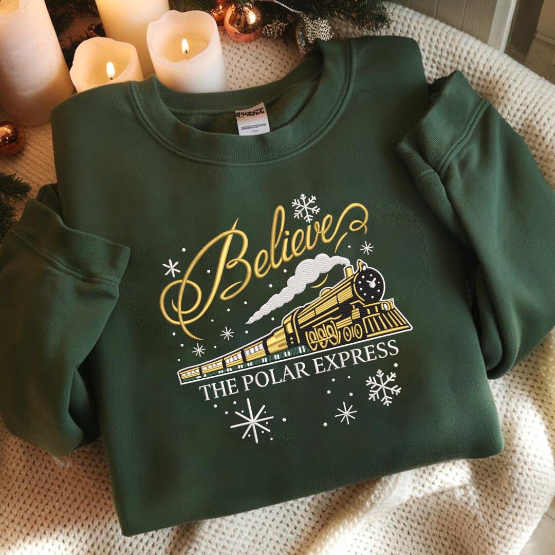Christmas Train Embroidery Design, Believe Holiday Machine Embroidery ...