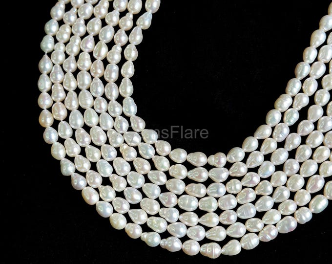 Tiny White Rice Pearls Oval Loose Natural Freshwater Pearl Beads ...