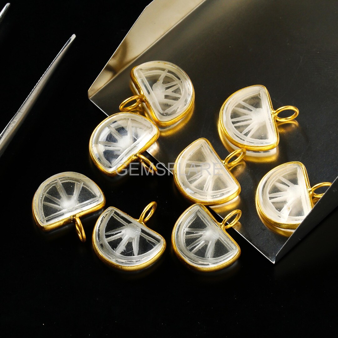 AAA Crystal Quartz Carved Orange Fruit Pendant, Carved Gemstone Fruit ...