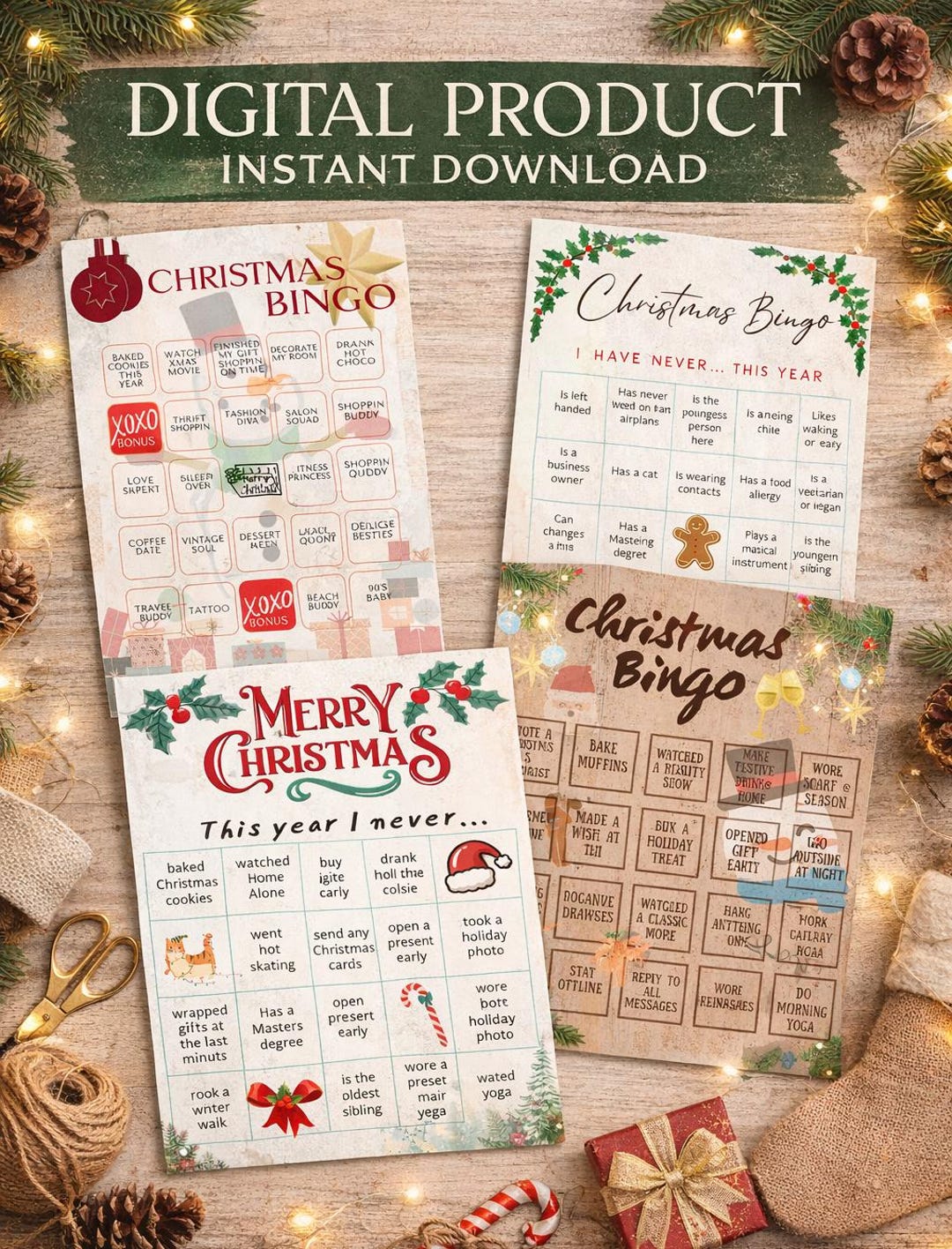 Christmas Bingo Games | Holiday Activity Bundle (digital Download) - Etsy